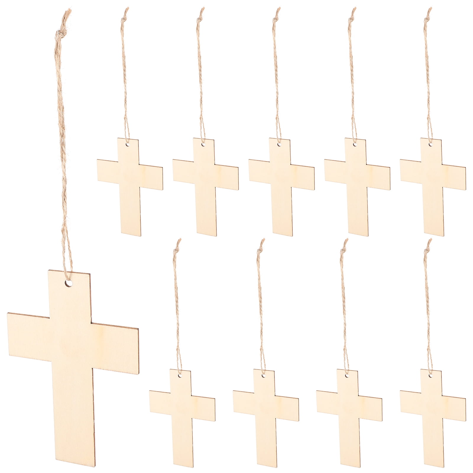 10 Pcs Wooden Cross with Holes Childrens Toys Unfinished Crafts Gift ...