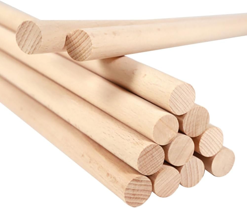 10 Pcs Wooden Dowel Rods Natural Wood Sticks Wood Dowels Hardwood Craft ...