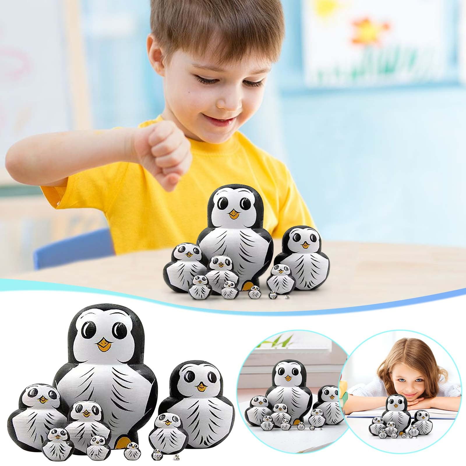 10 Pcs Wooden Handmade Russian Nesting Dolls Toys, Cute Animal ...