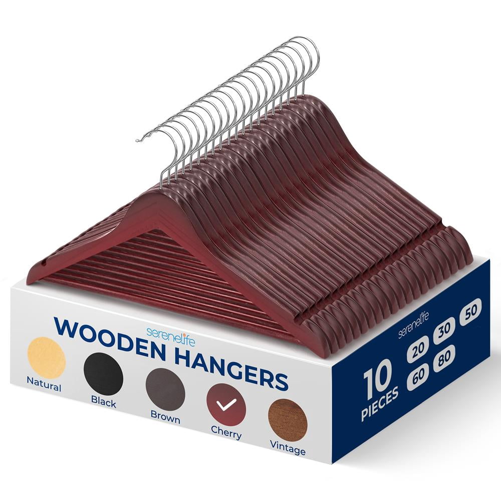 10 Pcs. Wooden Hangers - Non-Slip, Sturdy, and Heavy Duty Suit Hanger ...