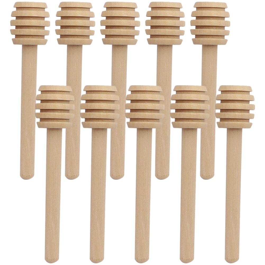 10 Pcs Wooden Honey Stick Pot Sticks Stirrers Coffee Jam Stirring ...