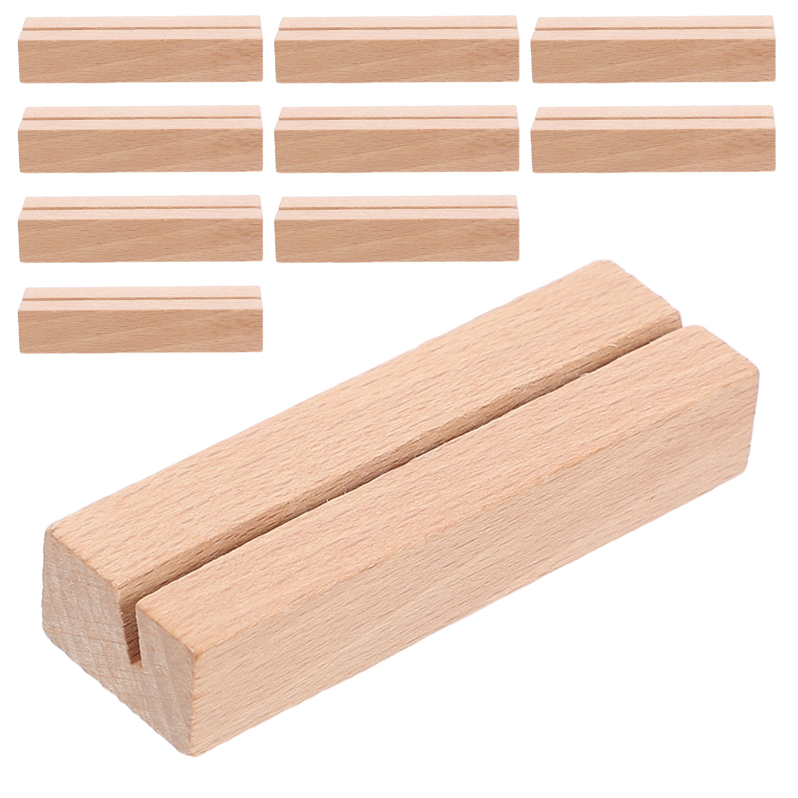 10 Pcs Wooden Postcard Base Business Cards Holder Office Khaki ...