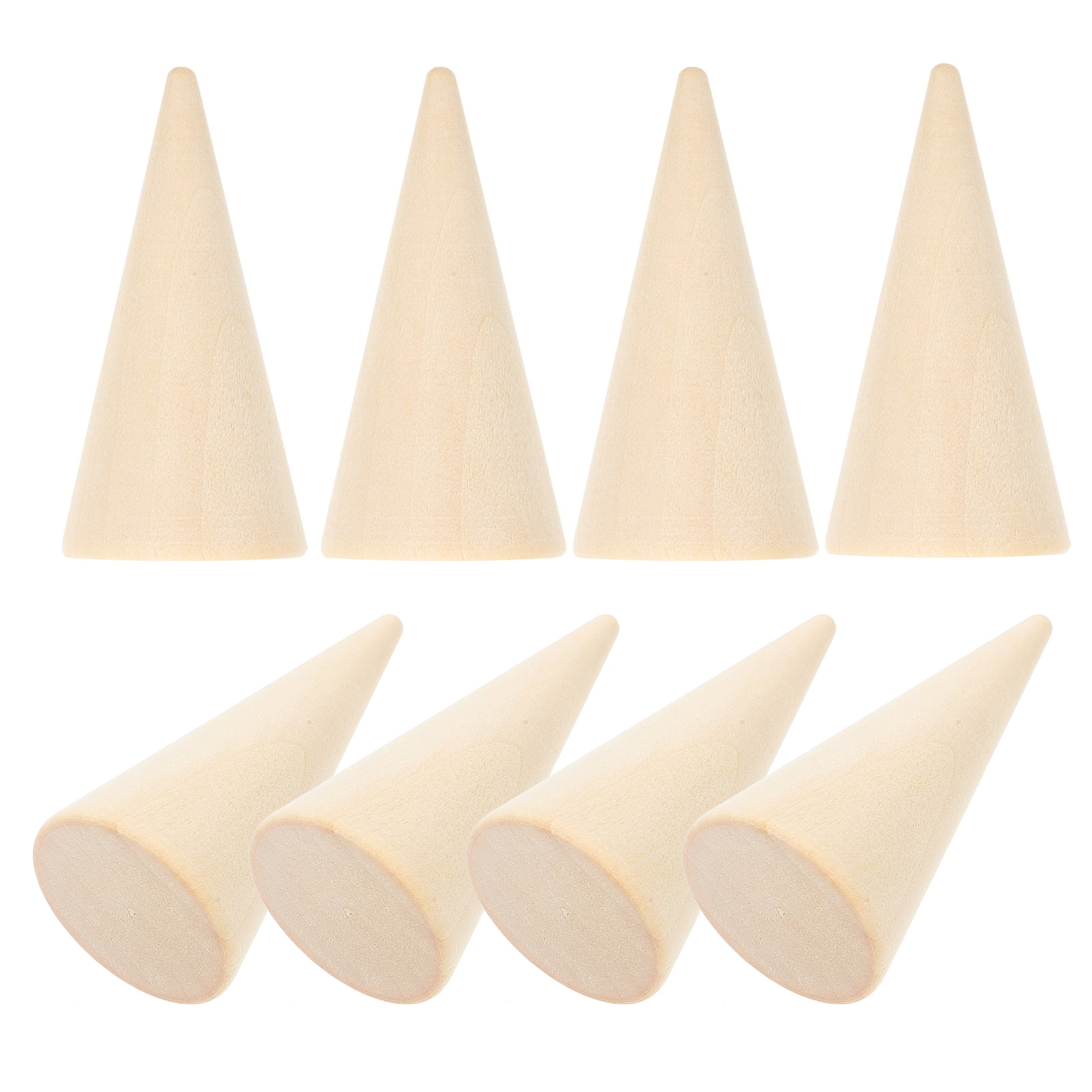 10 Pcs Wooden Ring Cones Craft Small Varnishing Crafts Shape Ornaments ...