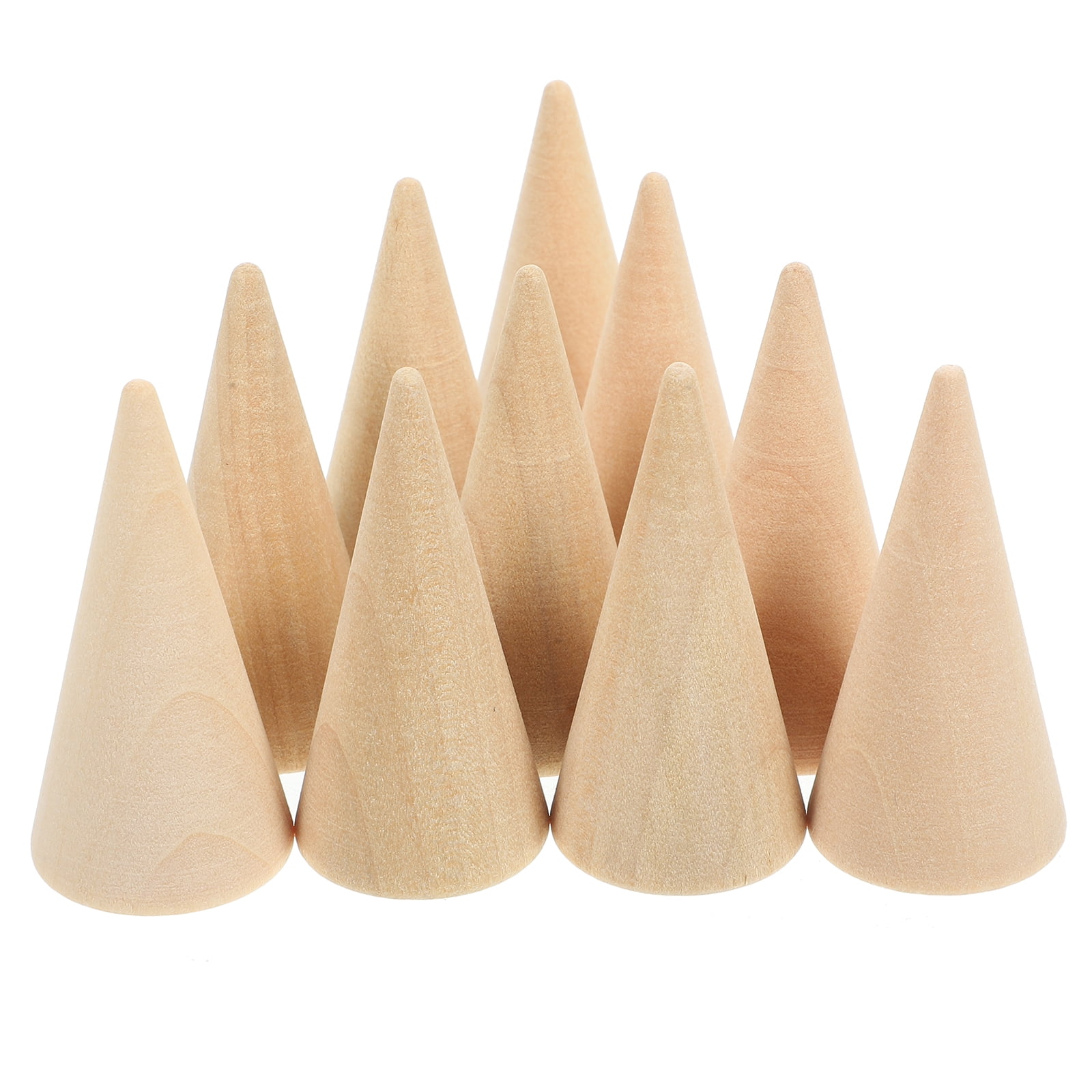 10 Pcs Wooden Ring Cones Dowel Varnishing Crafts 5.30X2.50X2.50CM ...