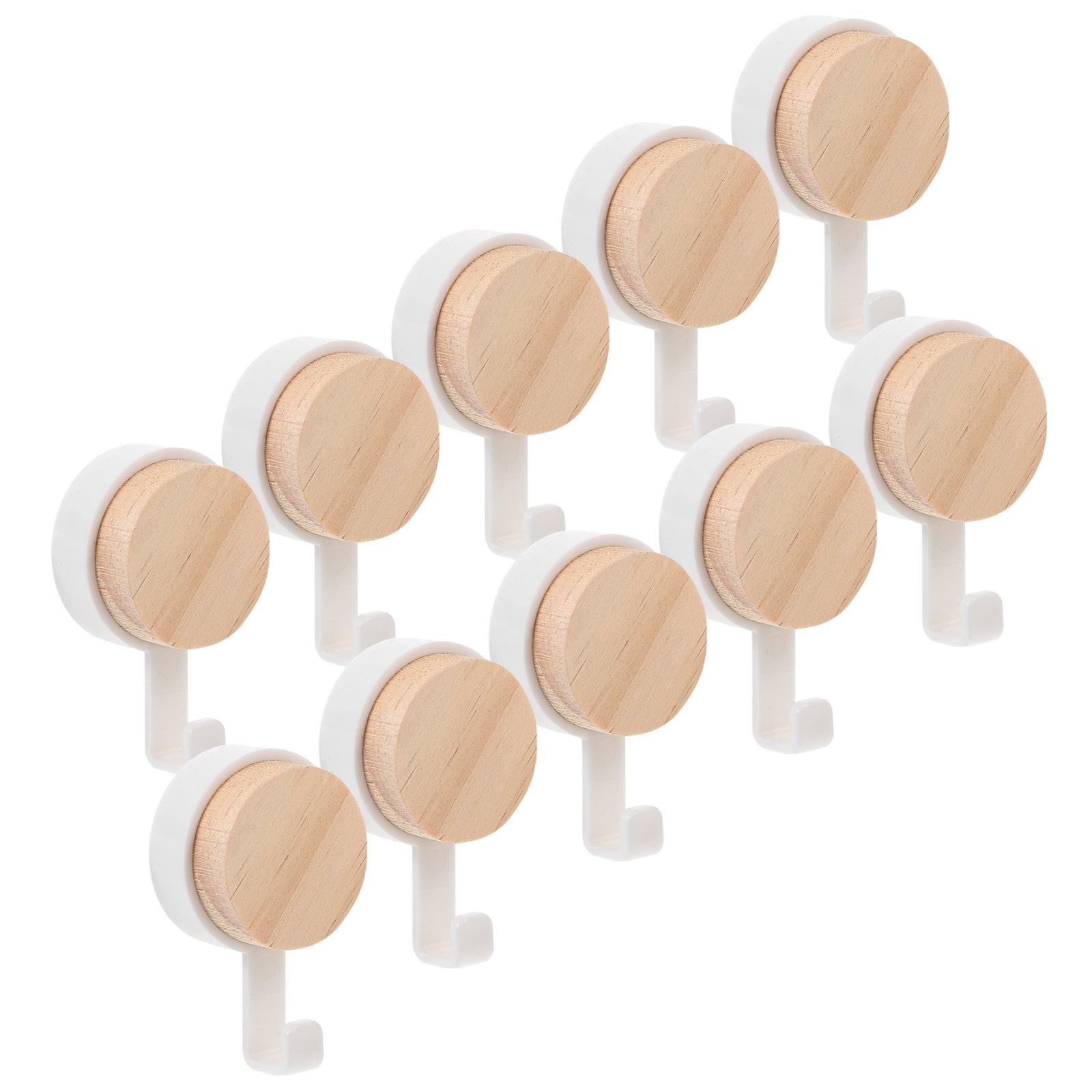WEAVILUX White Wood Wall Hooks Set of 10, Sturdy Decorative Coat Hooks ...