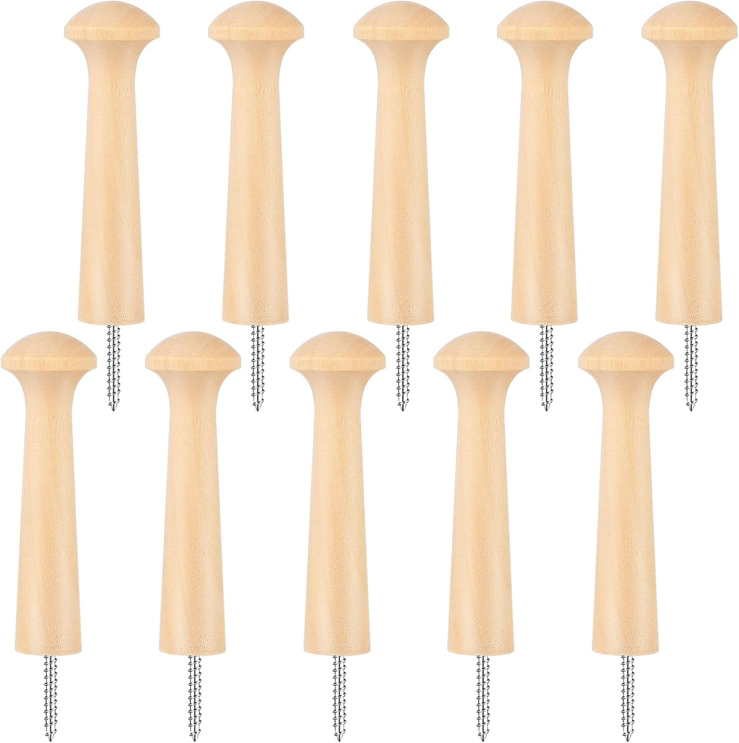 10 Pcs Wooden Shaker Peg Screw-On Solid Wood Hook 3.8 Inch Wooden Pegs ...