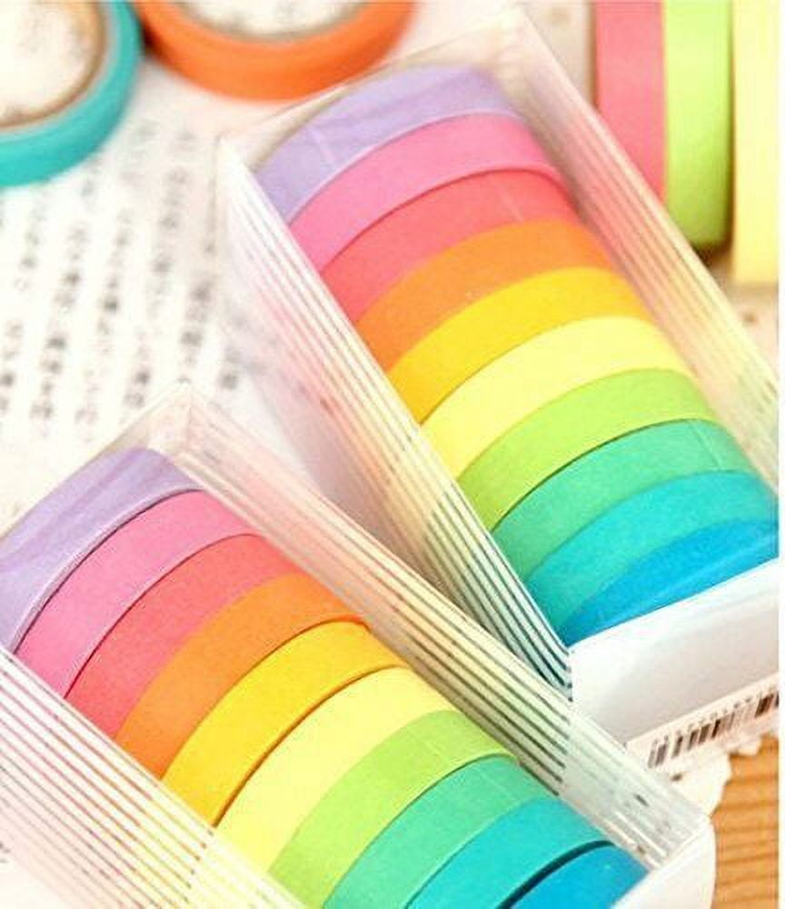 10 Pcs Writable Rolls Paper Washi Masking Tape Rainbow Sticky Adhesive ...