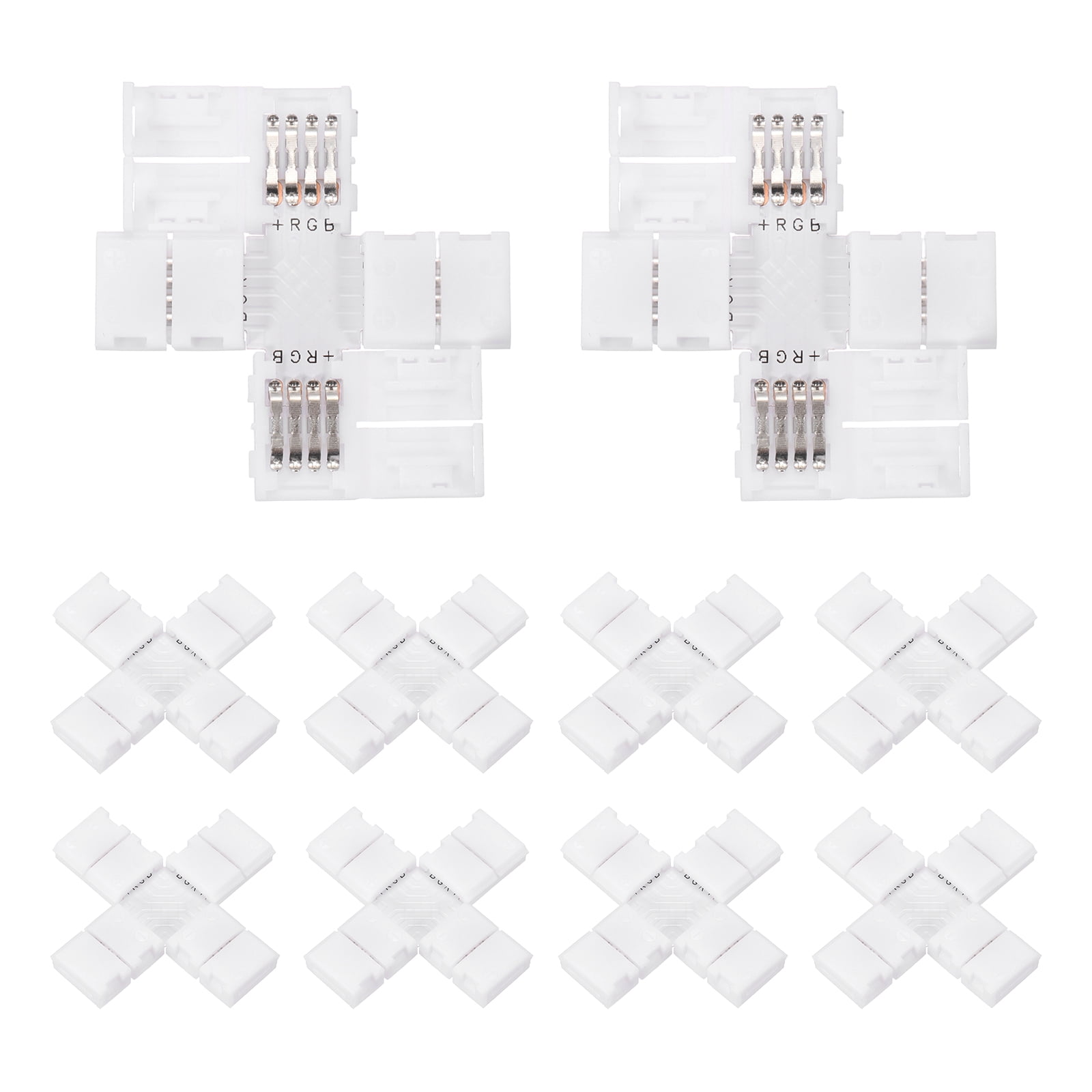 10 Pcs X-Shaped 4 Pin 8mm LED Strip Lights Connectors Solderless ...