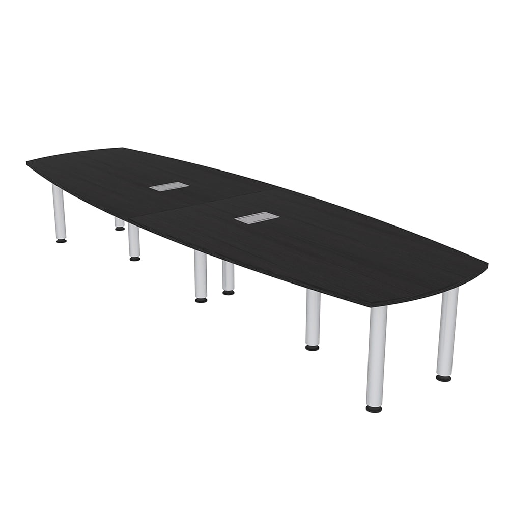 10 Person Arc Boat Conference Room Table with Power Modules Post Legs ...