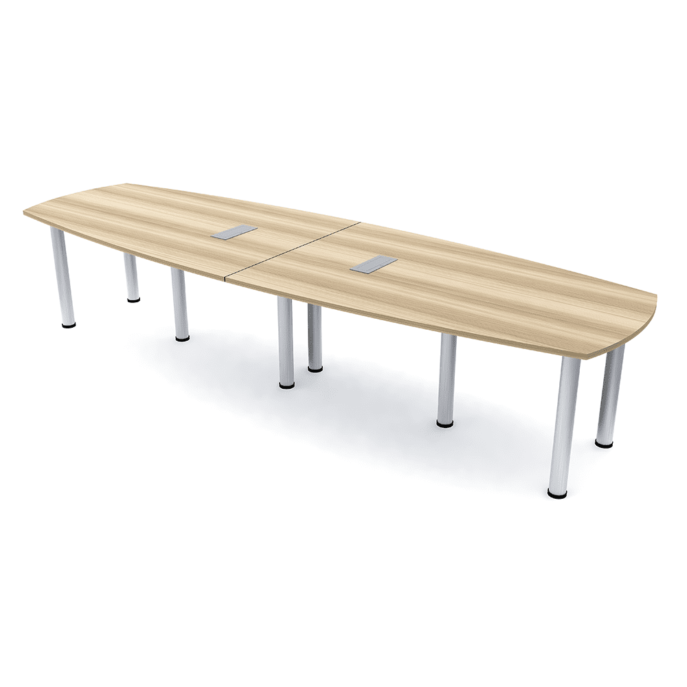 10 Person Arc Boat Conference Room Table with Power Modules Post Legs ...