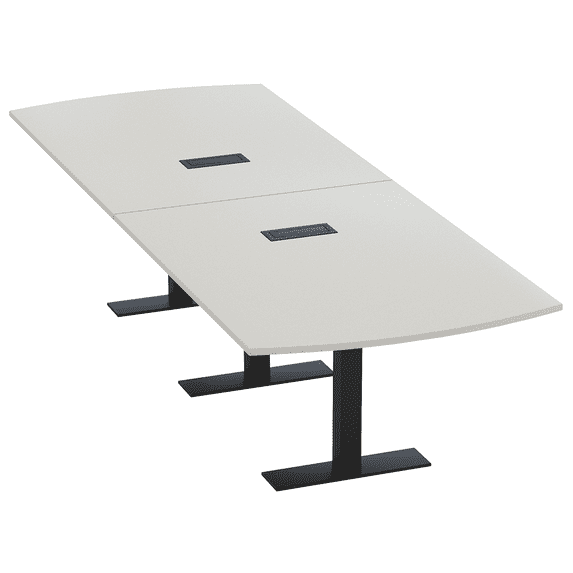10 Person Arc Rectangle Powered Modular Conference Table Metal T Bases ...