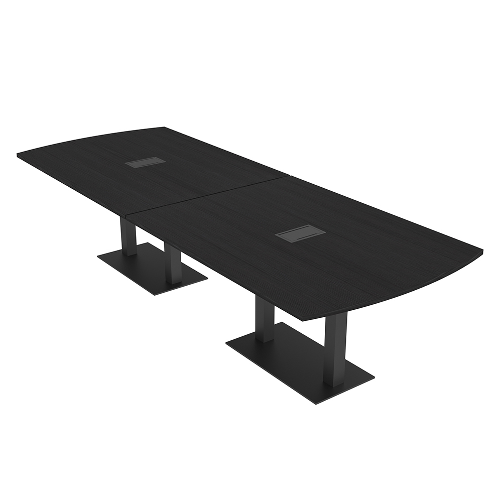 10 Person Arc Rectangle Powered Modular Conference Table Metal T Bases ...