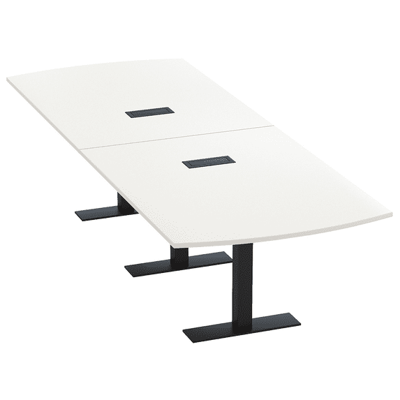 10 Person Arc Rectangle Powered Modular Conference Table Metal T Bases ...