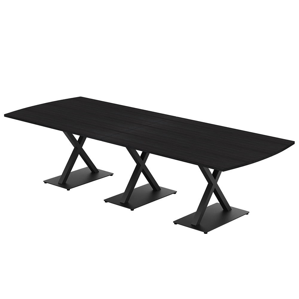 10 Person Arc Rectangle Powered Modular Conference Table Metal X Bases ...