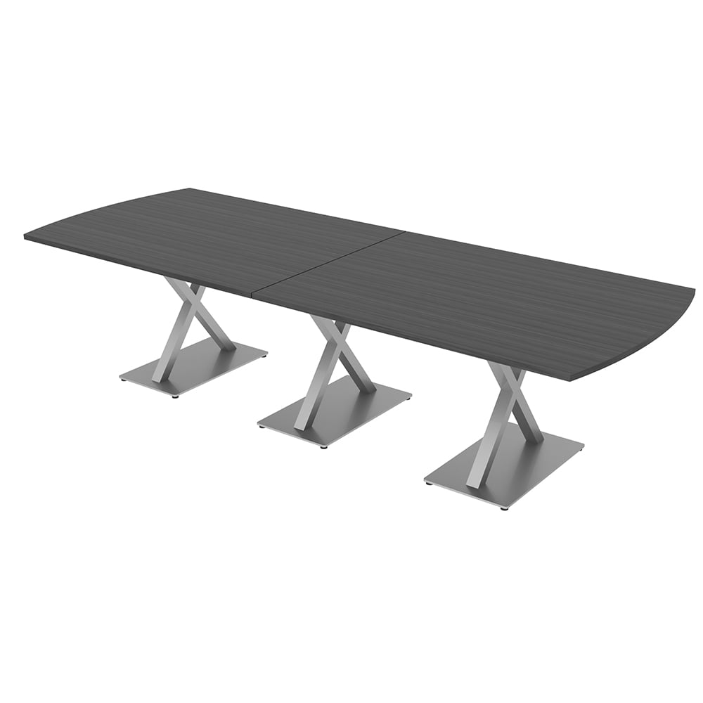 10 Person Arc Rectangle Powered Modular Conference Table Metal X Bases ...