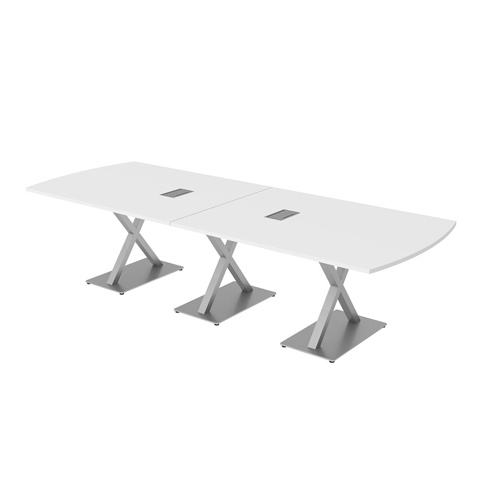 10 Person Arc Rectangle Powered Modular Conference Table Metal X Bases - Walmart.com