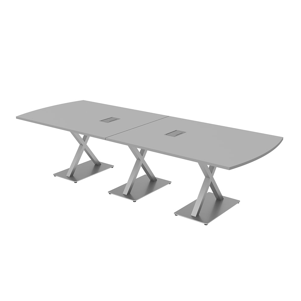10 Person Arc Rectangle Powered Modular Conference Table Metal X Bases ...
