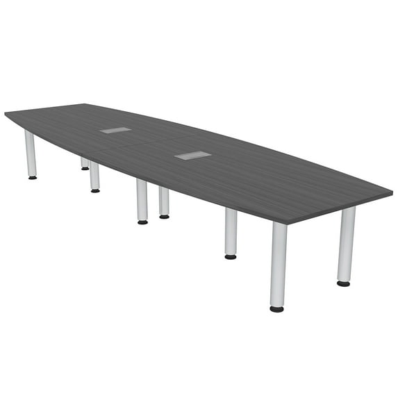 10 Person Boat Shaped Conference Table with Power Modules Post Legs ...
