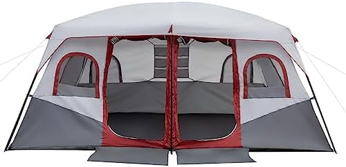 10 Person Cabin Tent - Large Multi Room for Family With Gear Loft ...