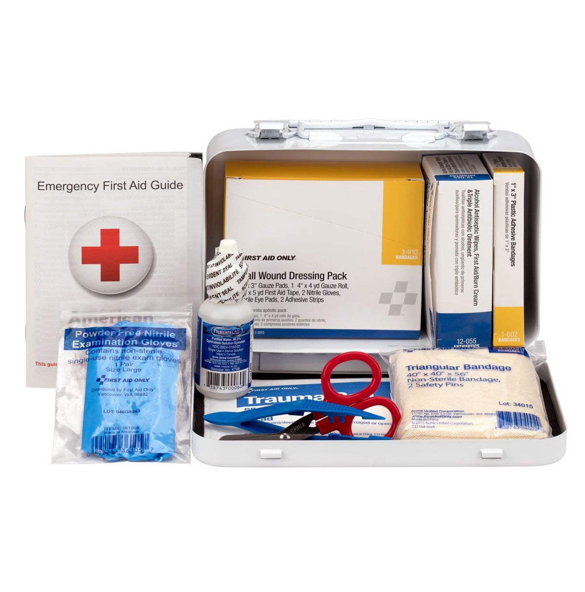 10 Person First Aid Kit 76 Pieces Home Office Car Portable Plastic Box ...