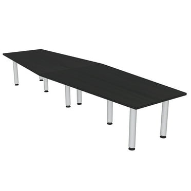 12 Person Modular Boat Shaped Powered Conference Table Metal Bases ...
