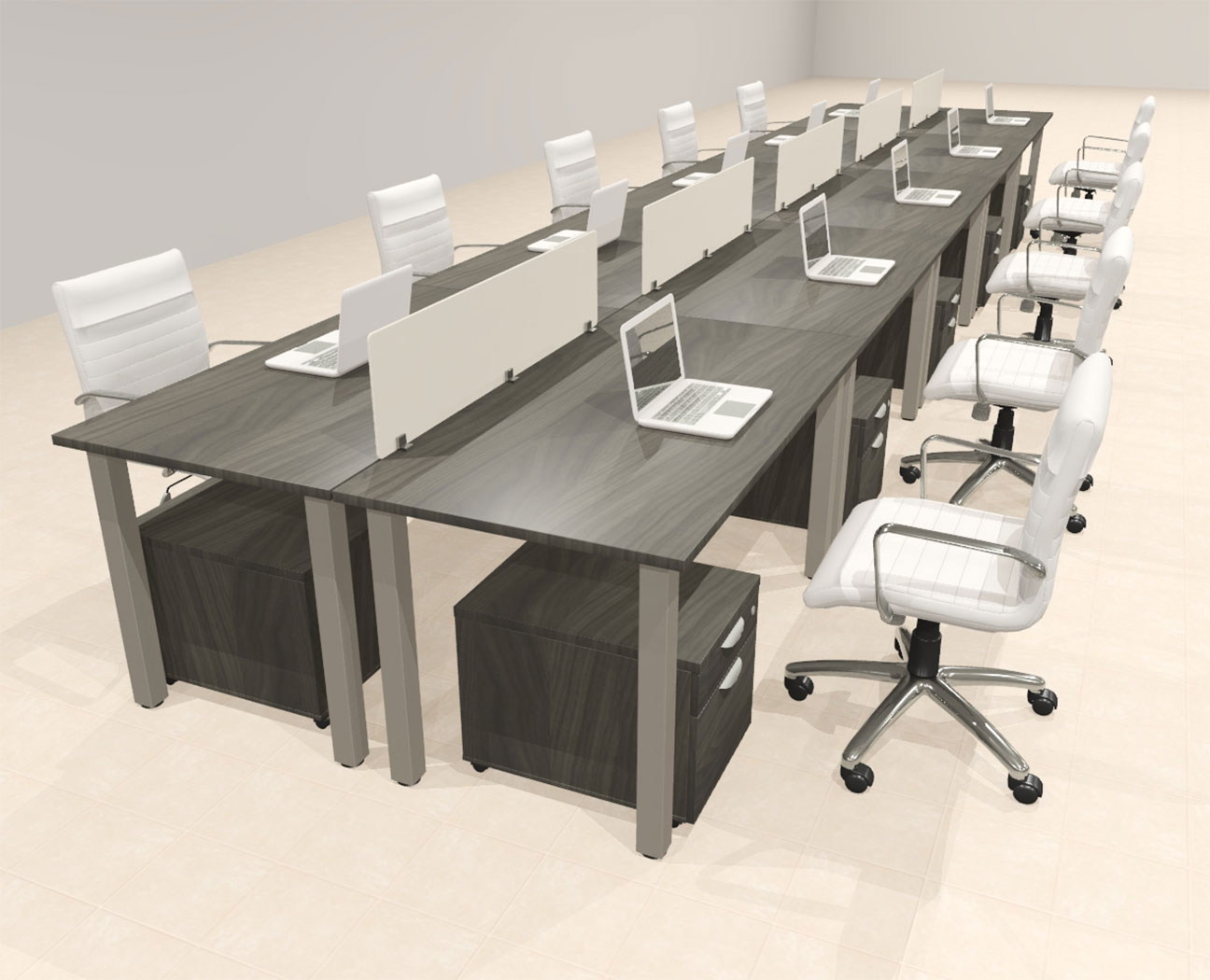 10 Person Modern Metal Leg Office Workstation Desk Set, #OT-SUL-FPM70 ...