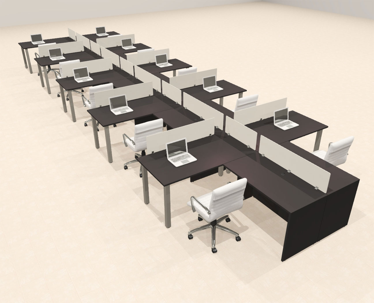 10 Person Modern Metal Leg Office Workstation Desk Set, #OT-SUL-SPM124 ...