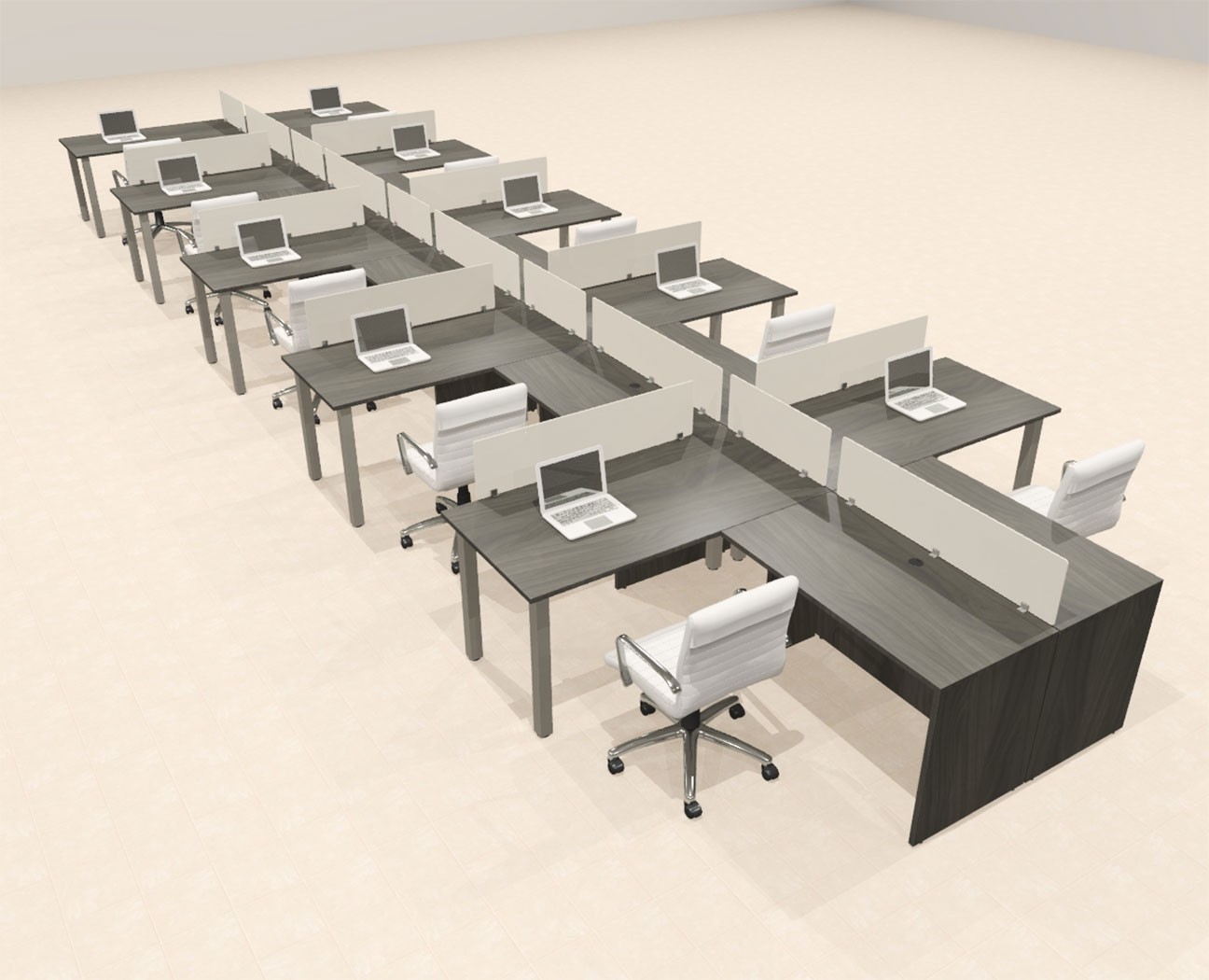 10 Person Modern Metal Leg Office Workstation Desk Set, #OT-SUL-SPM125 ...
