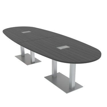 10 Person Oval Conference Table With Metal T-Bases And Electric Units ...