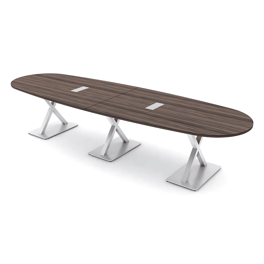 10 Person Modular Boat Oval Conference Room Table X Bases Power Units ...