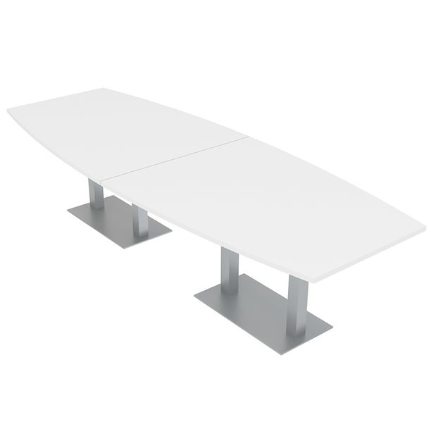 10 Person Modular Boat Shaped Conference Table Metal Bases Power Units ...