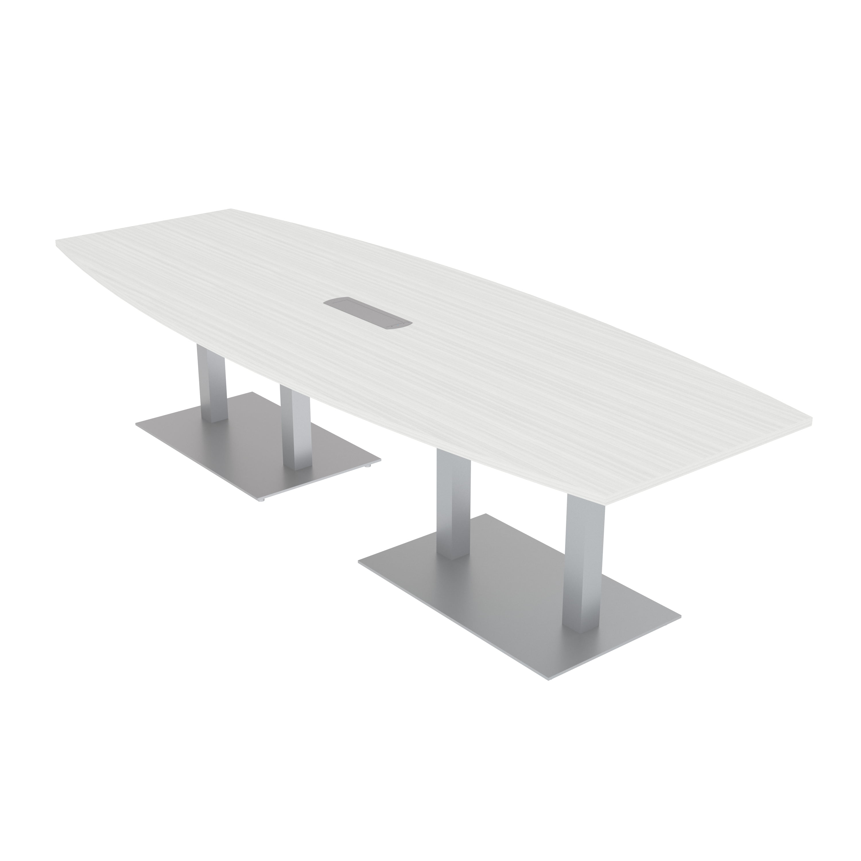 10 Person Modular Boat Shaped Conference Table Metal Bases Power Units ...