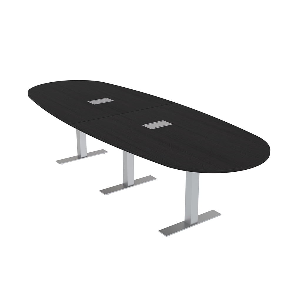 10 Person Modular Boval Conference Room Table Metal T-Bases w/Electric ...