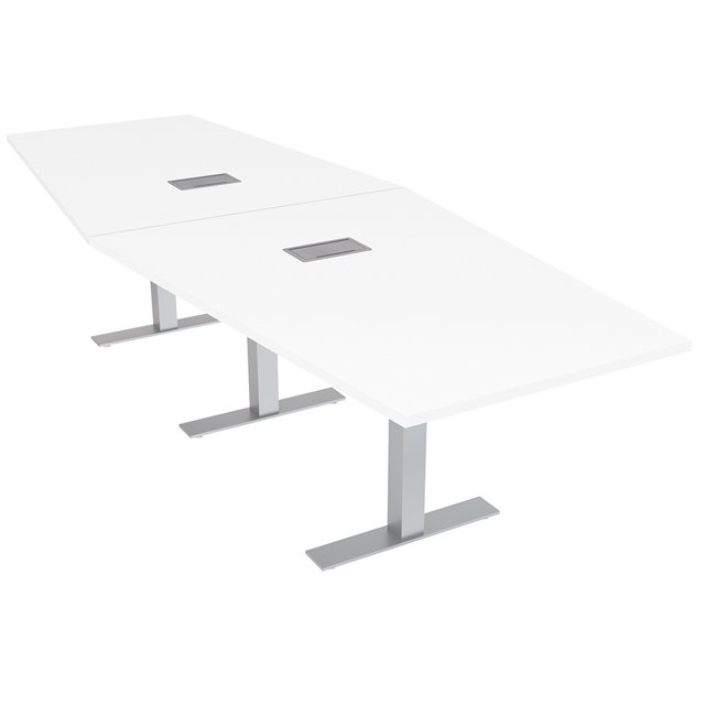 10 Person Modular Powered Hexagon Conference Room Table Metal T Bases ...