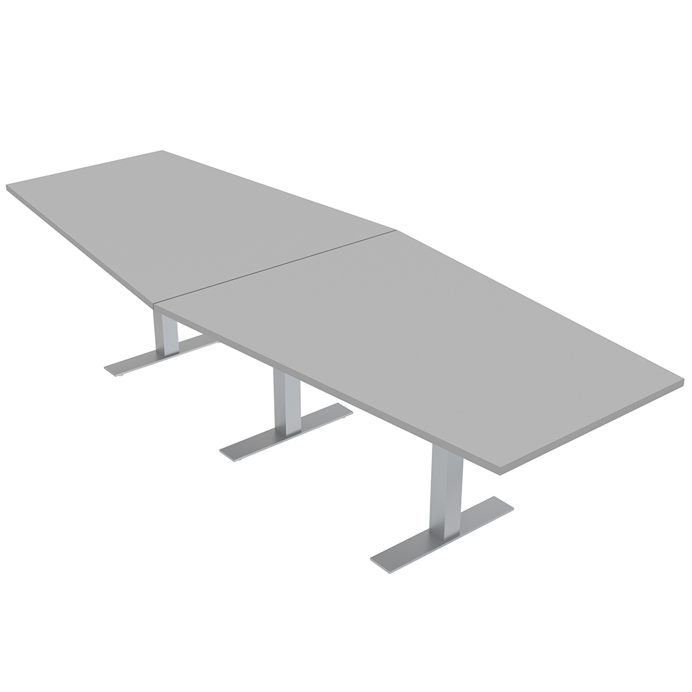 10 Person Modular Powered Hexagon Conference Room Table Metal T Bases ...