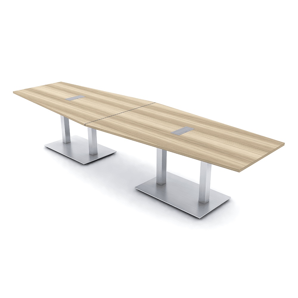 10 Person Modular Powered Hexagon Conference Table Square Metal Bases ...