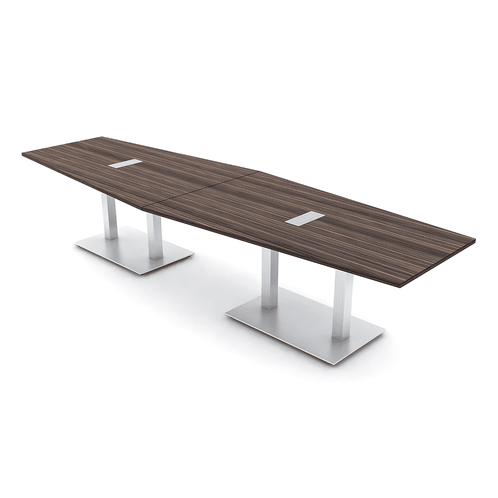 10 Person Modular Powered Hexagon Conference Table Square Metal Bases ...