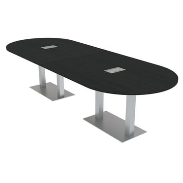 18 Person Modular Powered Rectangular Boardroom Table Metal T Bases ...