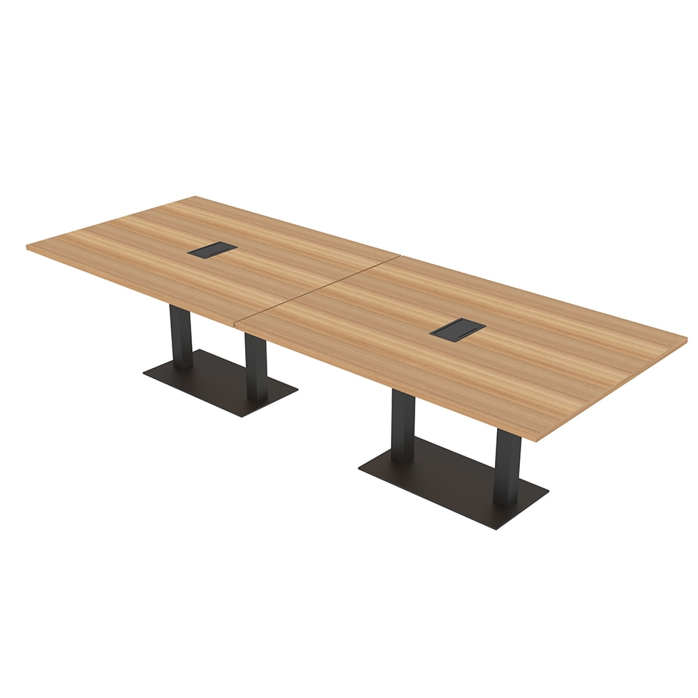 10 Person Modular Rectangle Conference Table Metal Bases Power Modules ...