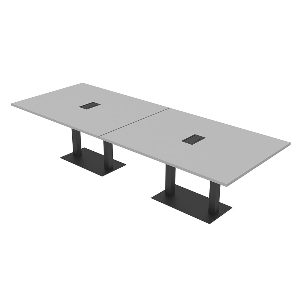 10 Person Modular Rectangle Conference Table Metal Bases Power Modules ...