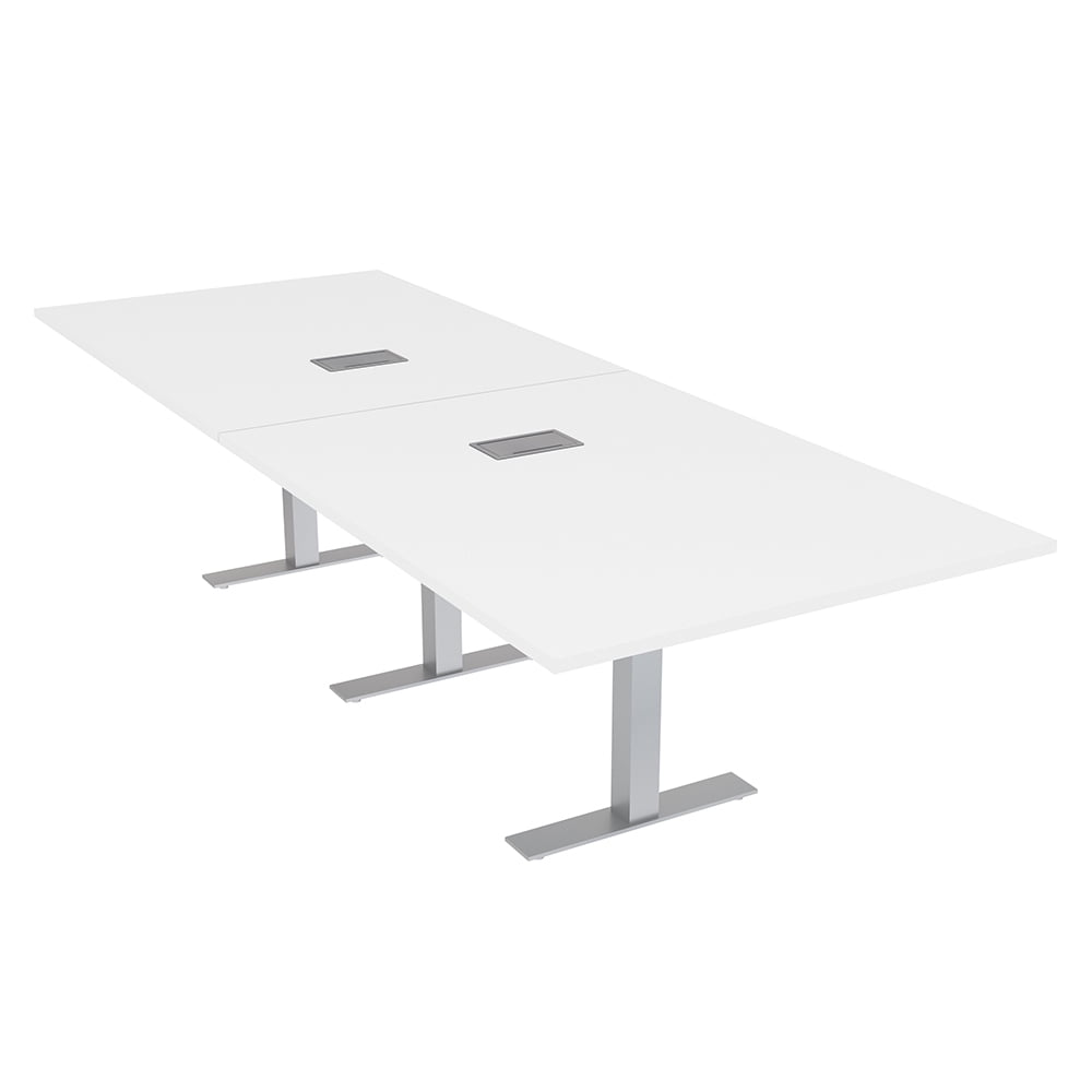 10 Person Modular Rectangle Conference Table Metal T-Bases Power Units ...