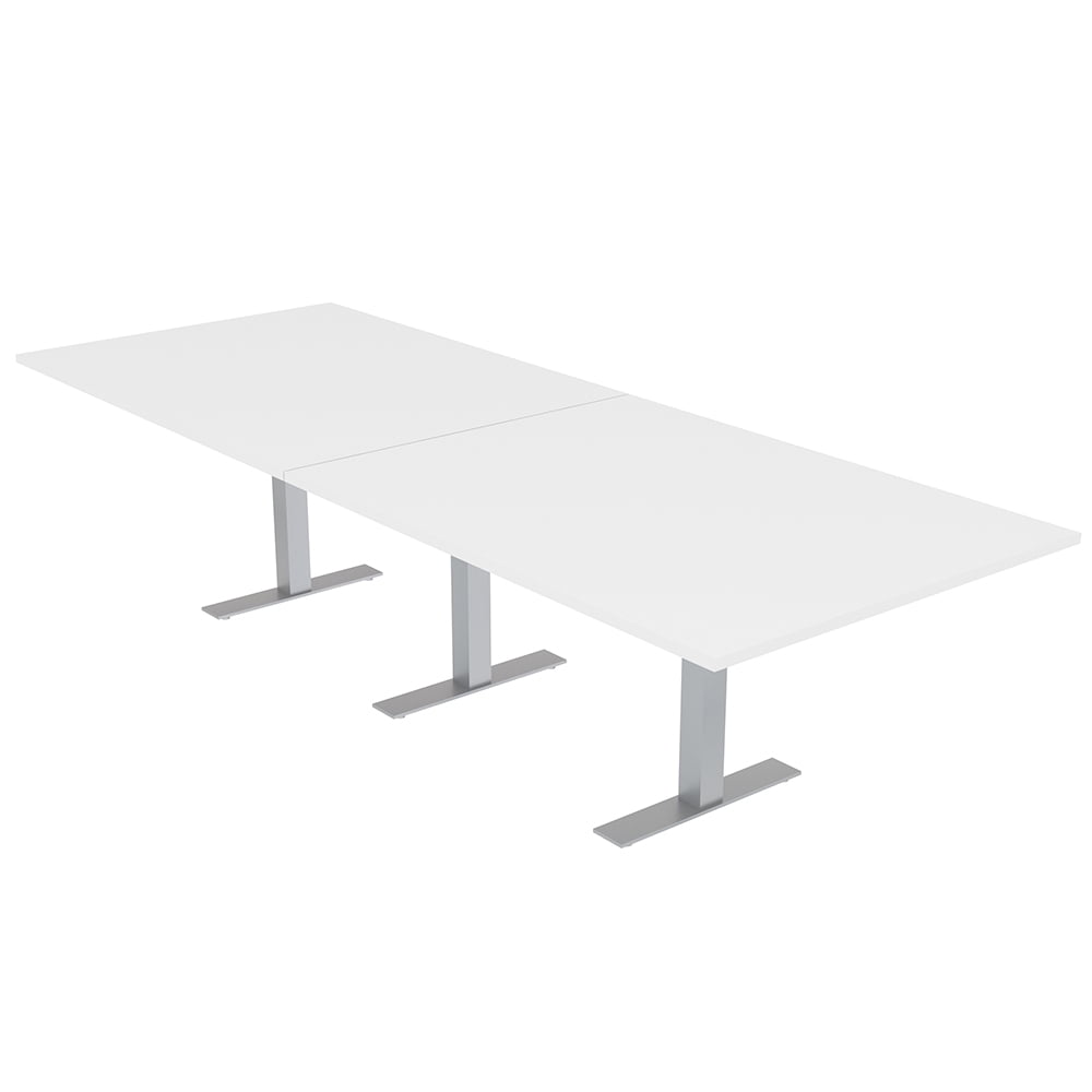 10 Person Modular Rectangle Conference Table Metal T-Bases Power Units ...