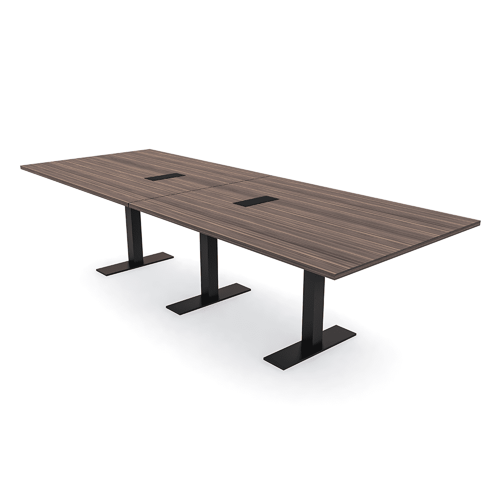 10 Person Modular Rectangle Conference Table Metal T-Bases Power Units ...