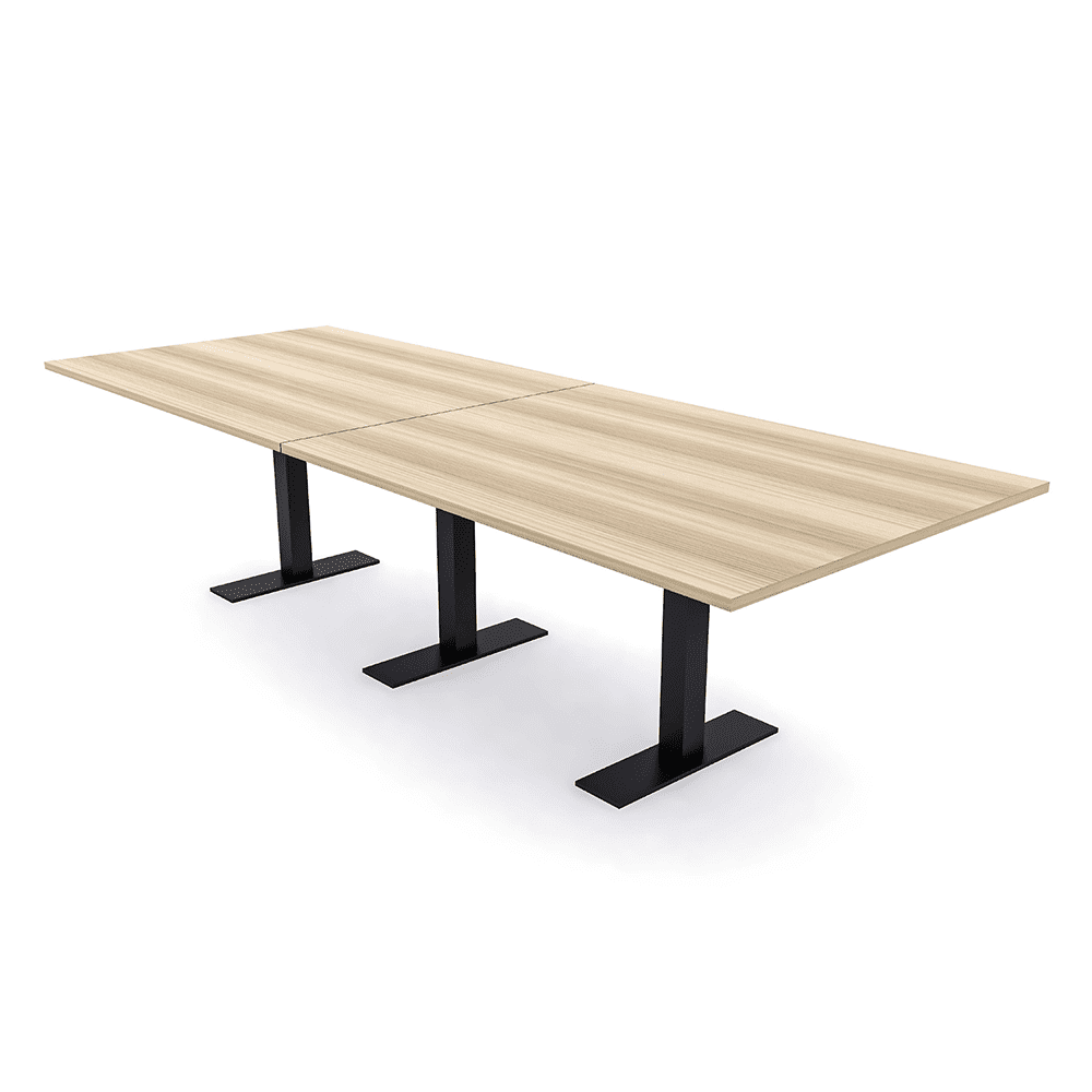 10 Person Modular Rectangle Conference Table Metal T-Bases Power Units ...