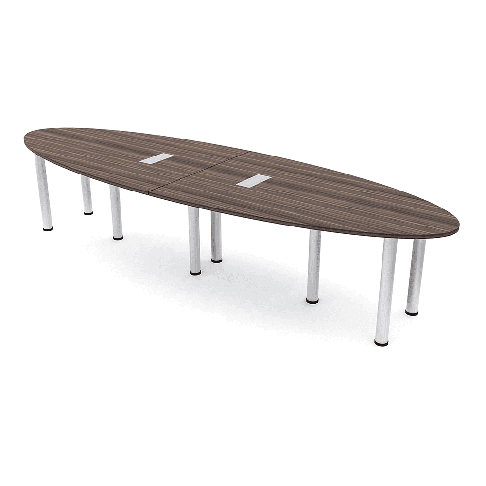 10 Person Oval Conference Table 12'x4' with Power And Data Post Legs ...