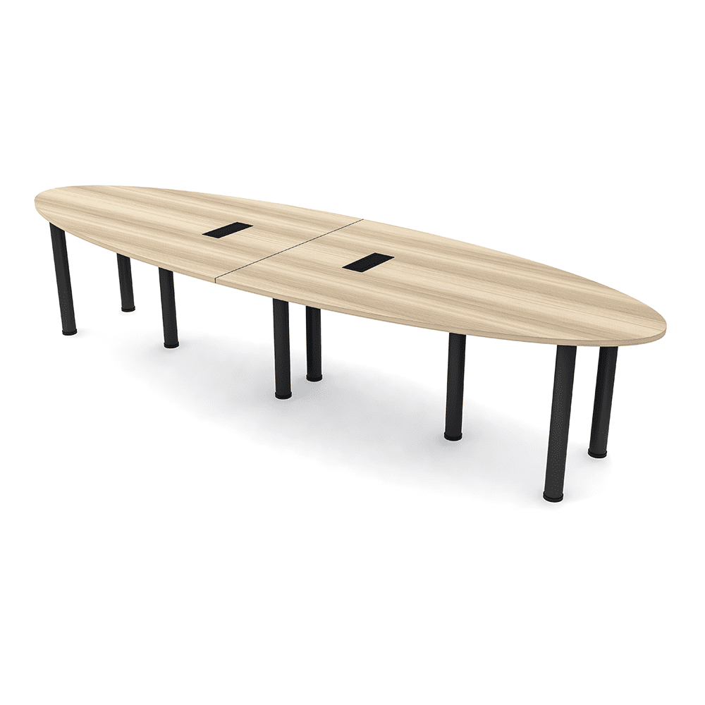 10 Person Oval Conference Table 12'x4' with Power And Data Post Legs ...
