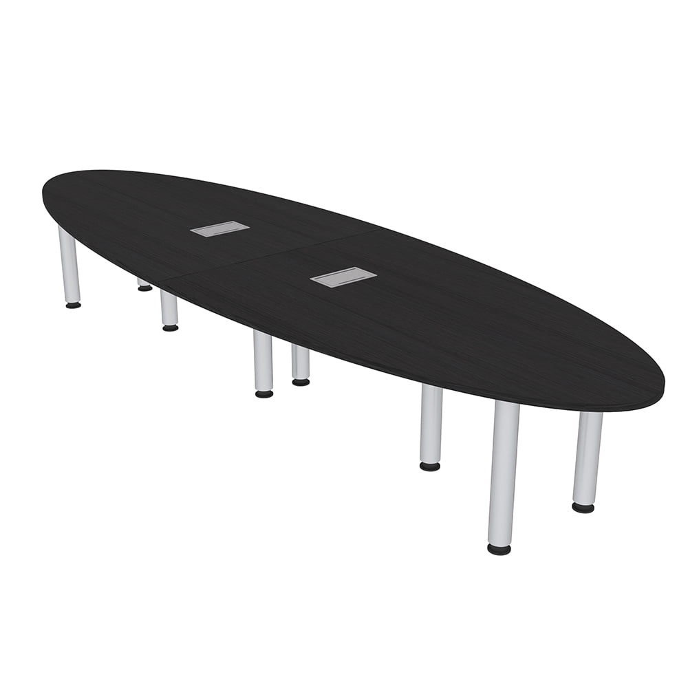 10 Person Oval Conference Table 12'x4' with Power And Data Post Legs ...