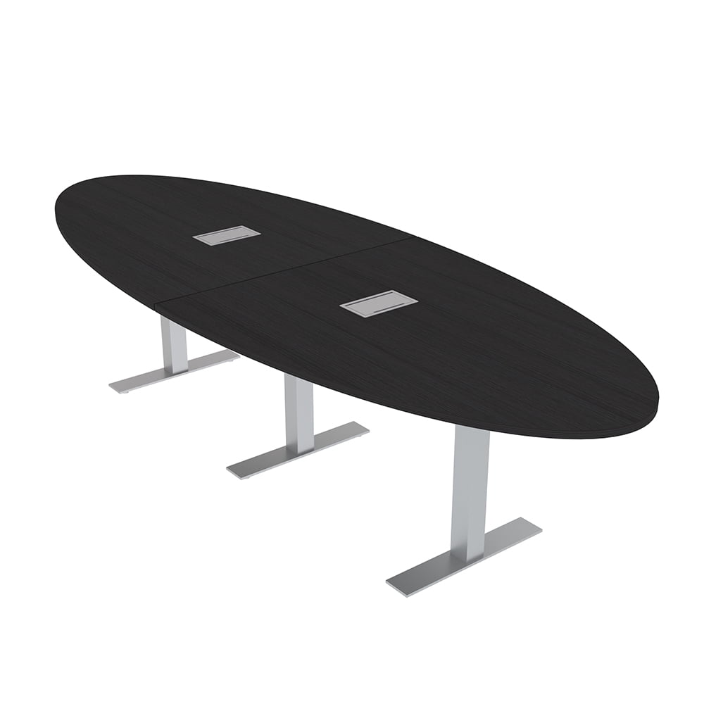 10 Person Oval Conference Table With Metal T-Bases And Electric Units ...