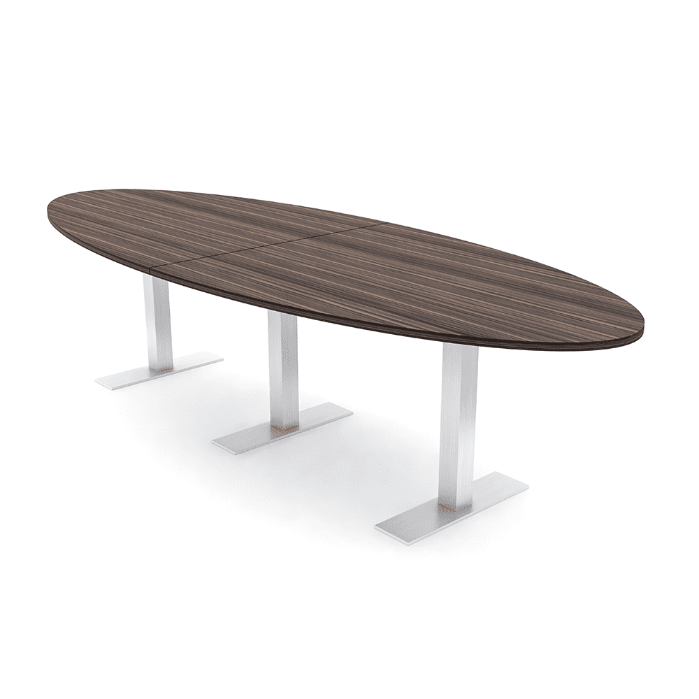 10 Person Oval Conference Table With Metal T-Bases And Electric Units ...