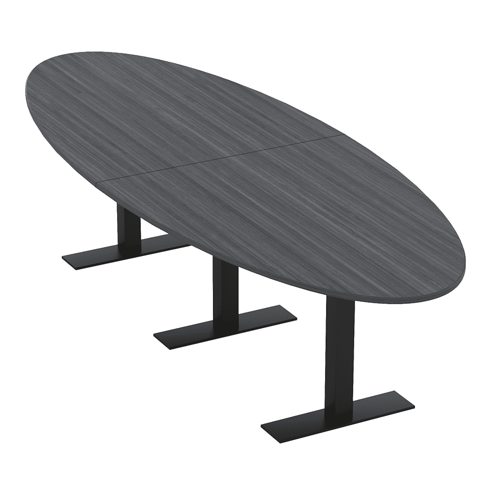 10 Person Oval Conference Table With Metal T-Bases And Electric Units ...